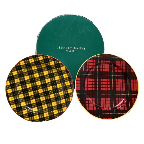 Jeffrey Banks | Dining | Vintage Jeffery Banks Home Plaid Dessert Salad ...